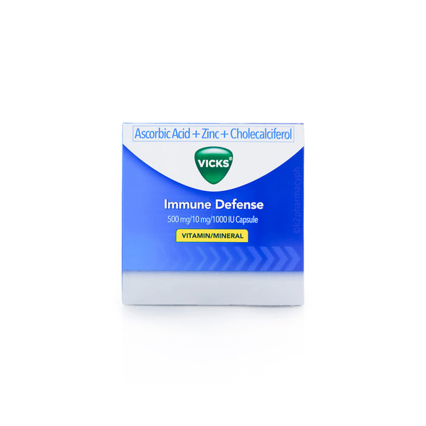 VICKS IMMUNE DEFENSE Ascorbic Acid / Zinc / Vit. D3 500mg / 10mg ...